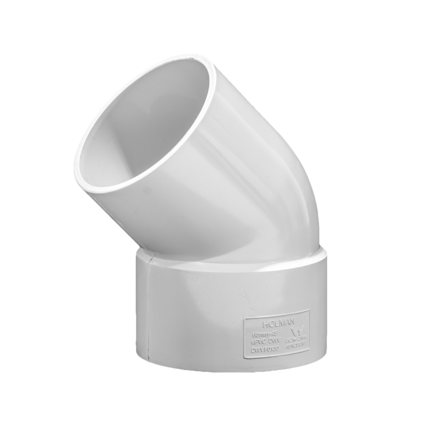 DWV PVC BEND PLAIN - 65mm, 45º, M&F - Holman Plumbing