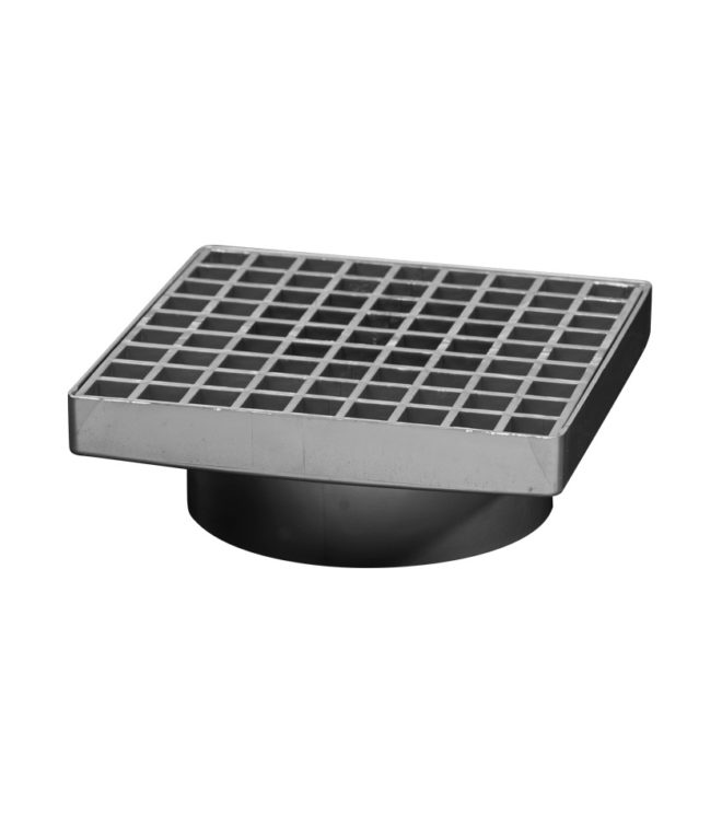 STORM ABS GRATE D SQUARE 150X150mm - 90/100mm, GREY - Holman Plumbing