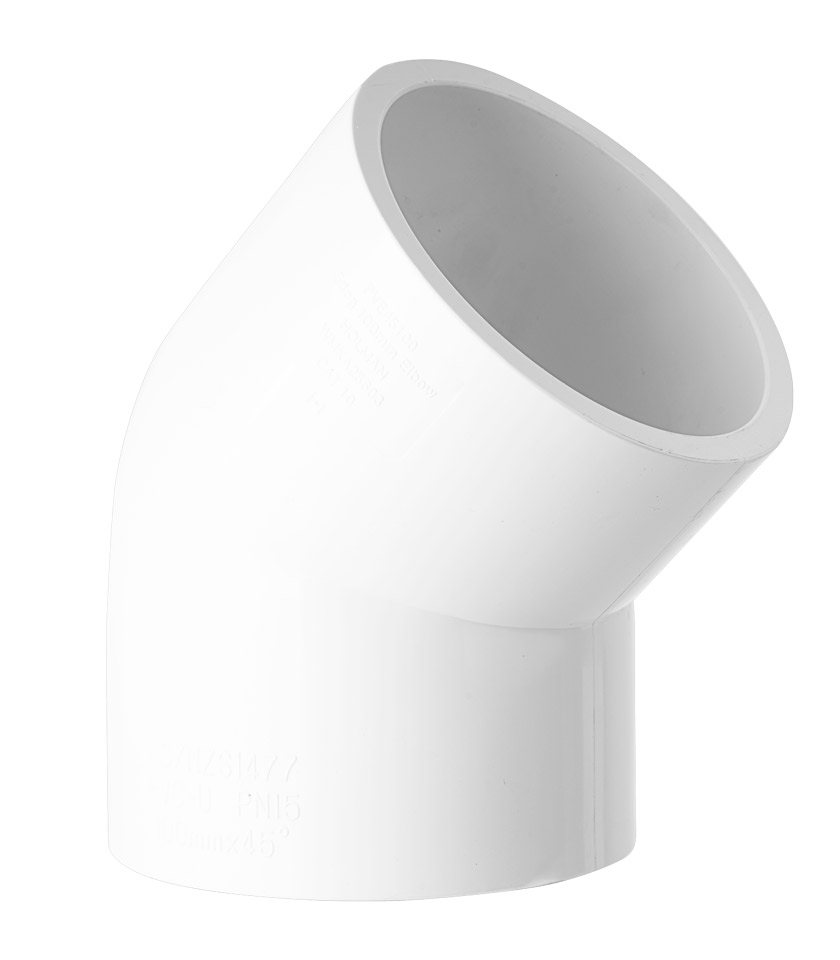 PVC PRESSURE ELBOW - 100mm, 45º - Holman Plumbing