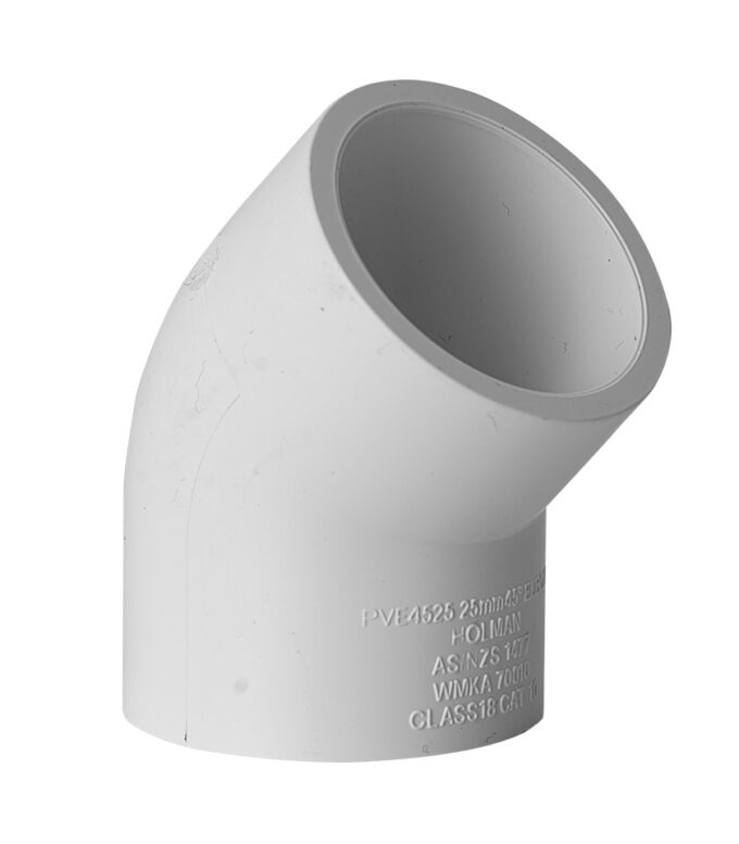 PVC PRESSURE ELBOW - 25mm, 45º - Holman Plumbing