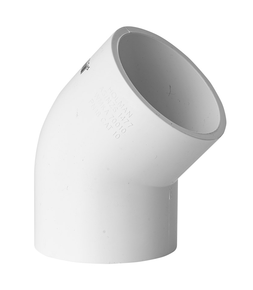 PVC PRESSURE ELBOW - 50mm, 45º - Holman Plumbing
